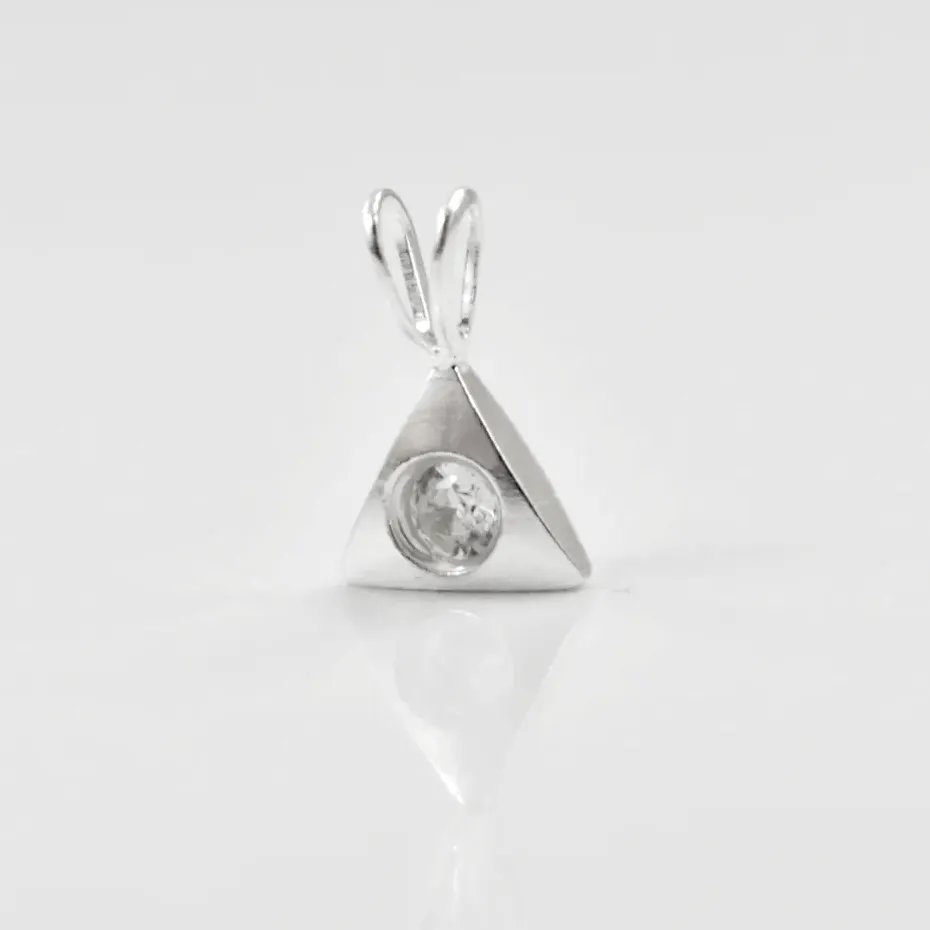 DIJE TRIÁNGULO CUBIC CENTRAL 13MM CON DROP COLORES PLATA 925 - Maba Joyas